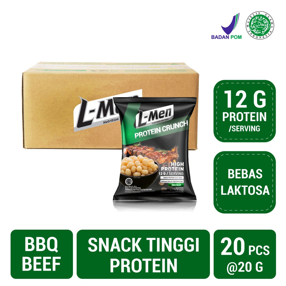 L-Men Protein Crunch BBQ Beef (20gr) -20 PACK – Nutrimart