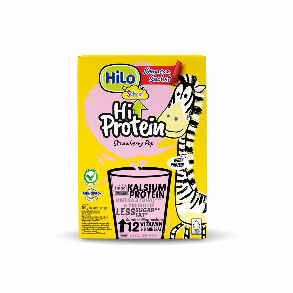 HILo School Hi Protein Strawberry Pop 10 sch (40g) dengan Whey Protein ...